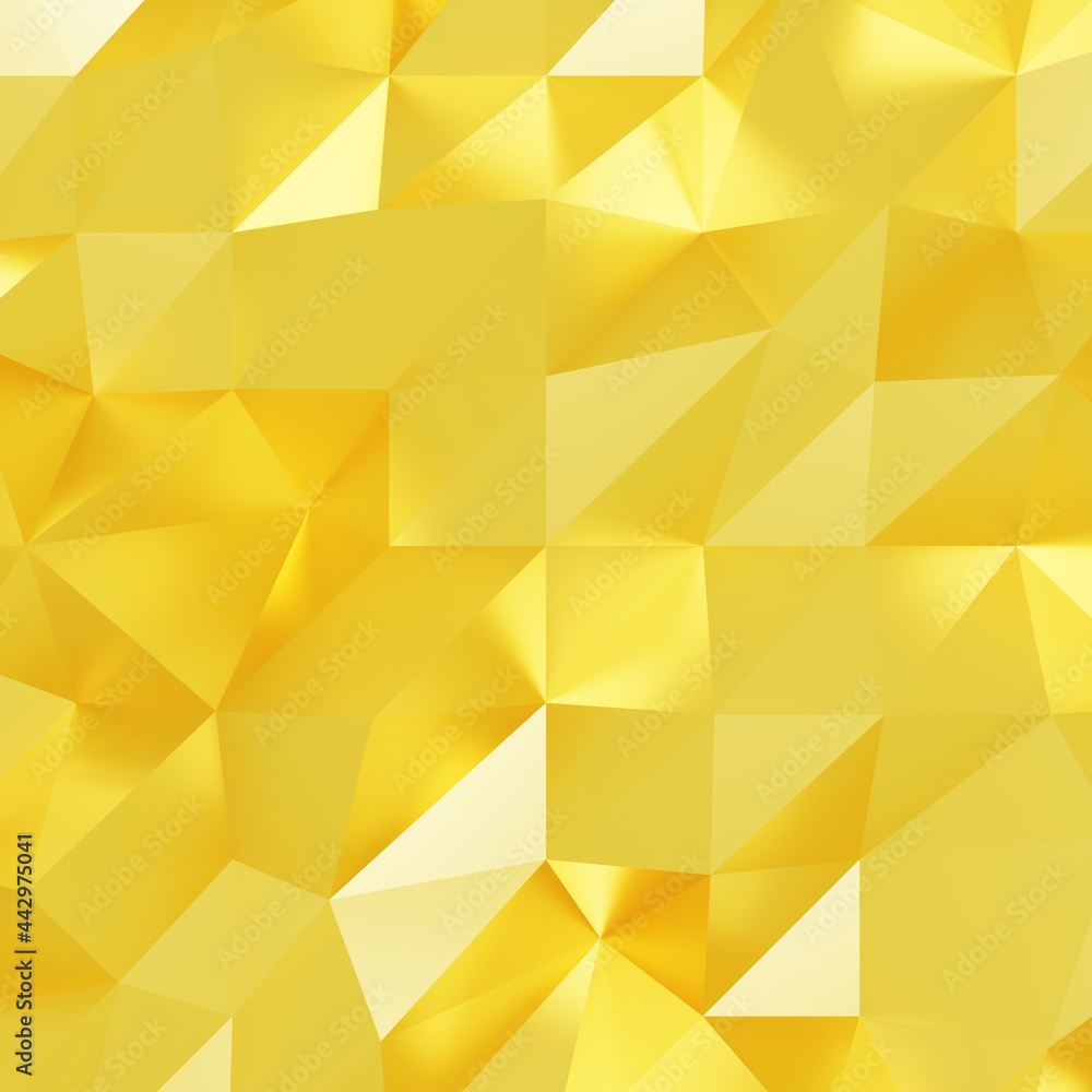 Gold polygon background 3d rendering, 3d illustration. Abstract triangle background. Gold ...