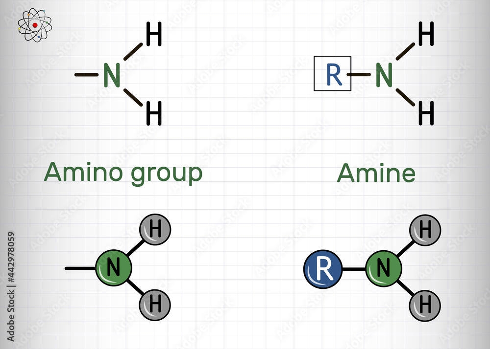 Amino group (primary, -NH2) and amine compound. It is functional group ...