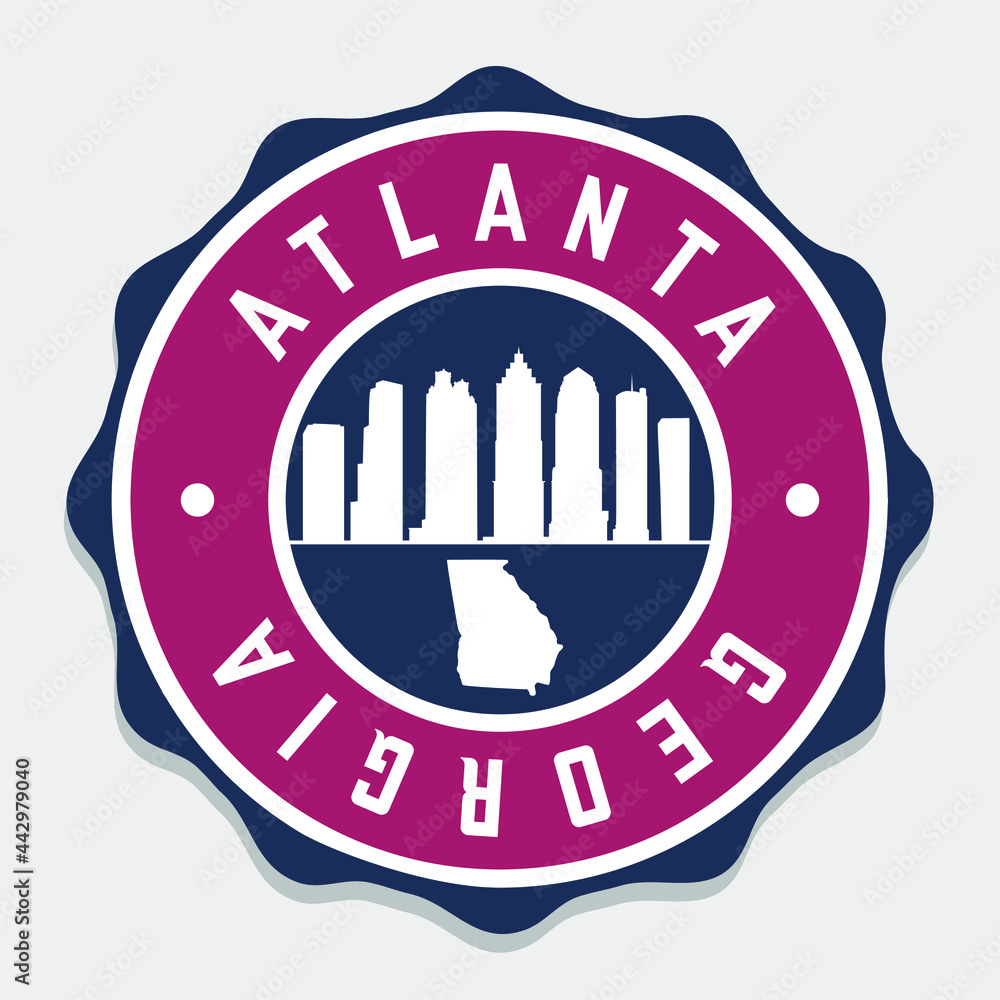 Atlanta, GA, USA Badge City Vector Seal. National Symbol Skyline Stamp ...