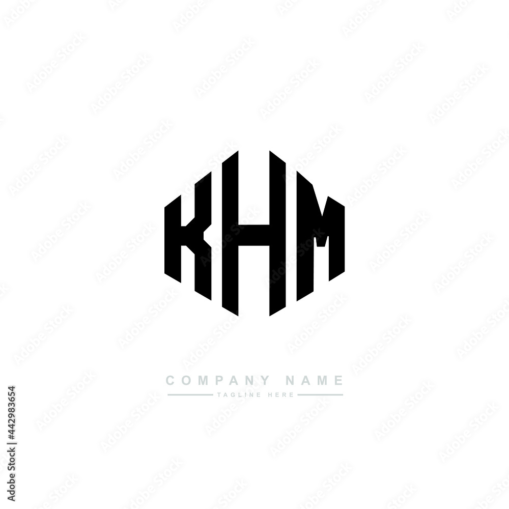 KHM letter logo design with polygon shape. KHM polygon logo monogram. KHM cube logo design. KHM ...