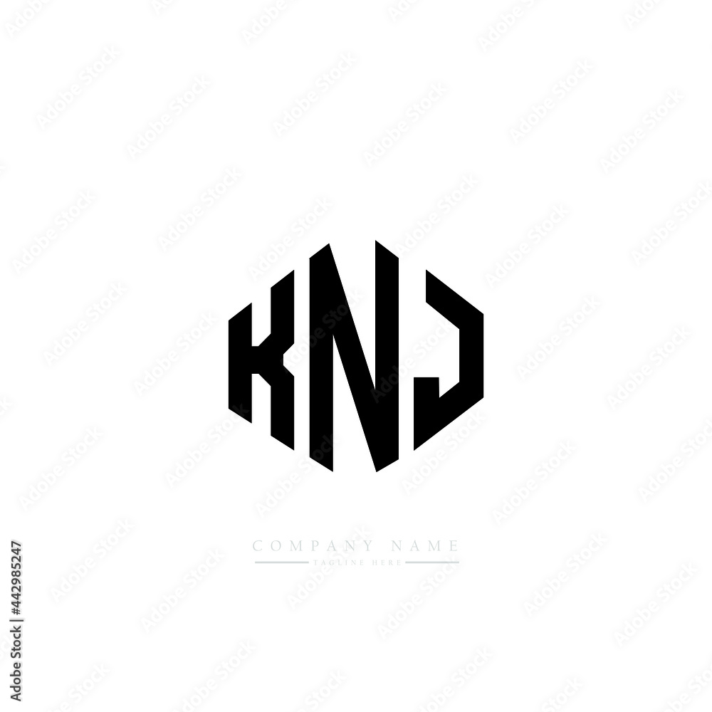 KNJ letter logo design with polygon shape. KNJ polygon logo monogram ...