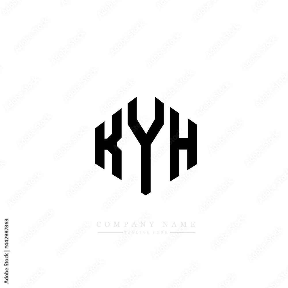 KYH letter logo design with polygon shape. KYH polygon logo monogram ...