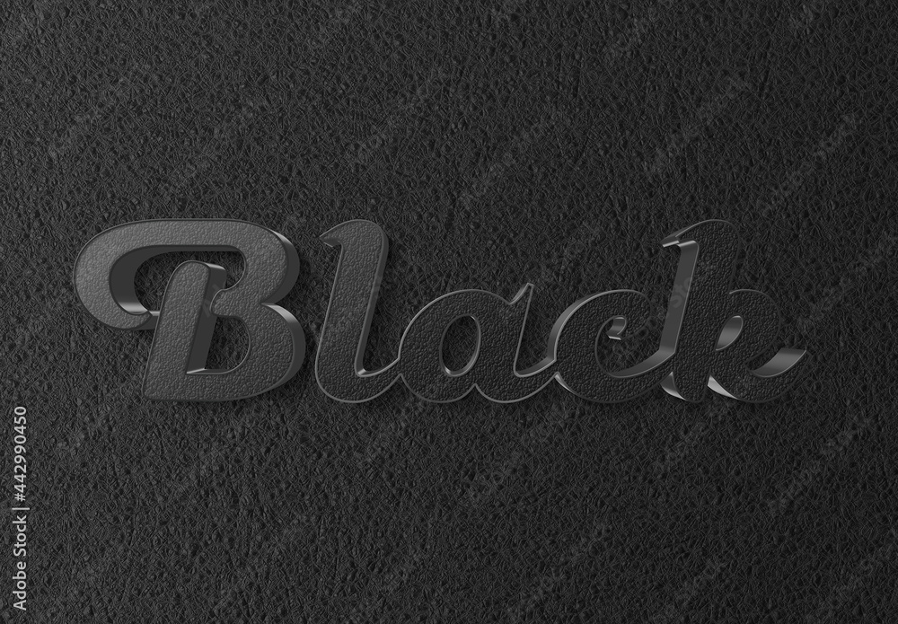 Black Text Effect with 3D Leather Style Mockup Stock Template | Adobe Stock
