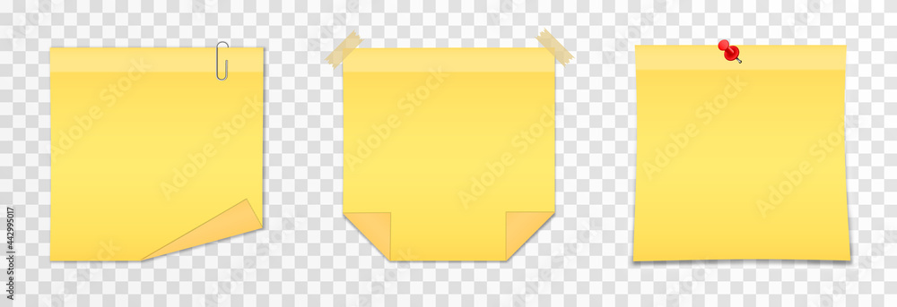 Vector set of papers for notes on an isolated transparent background ...