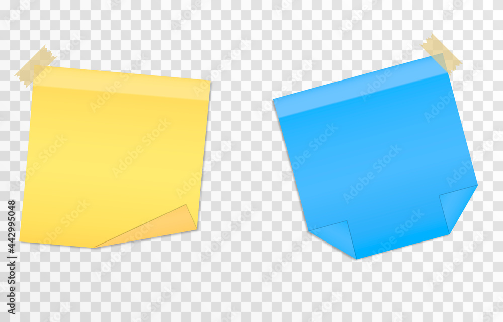 Vector set of papers for notes on an isolated transparent background ...