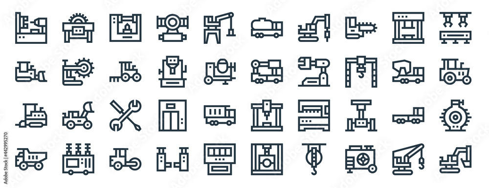 linear pack of machinery line icons. linear vector icons set such as ...