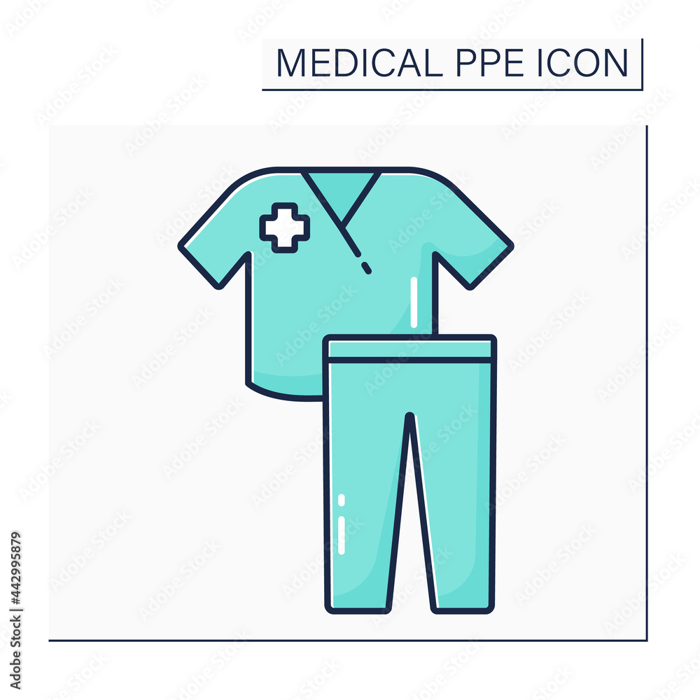 Scrub suit color icon. Personal protective equipment. Uniform for ...