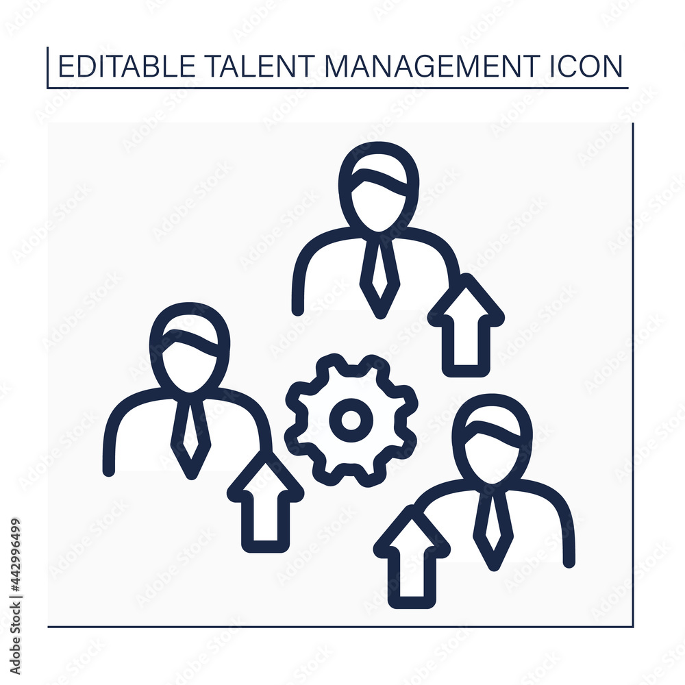 Promote employees line icon. Ascension of an employee to higher ranks ...