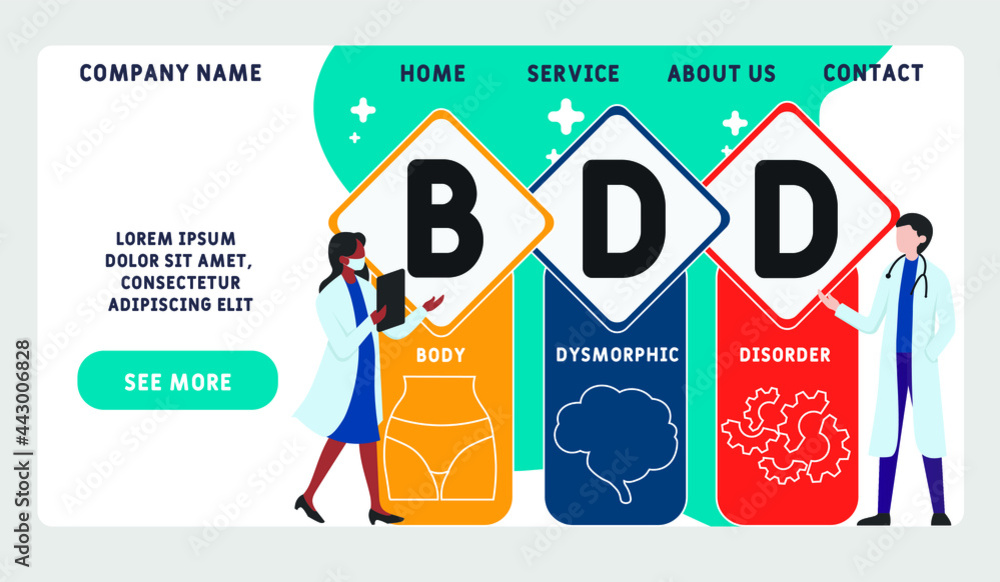 Vector website design template . BDD - Body Dysmorphic Disorder acronym ...