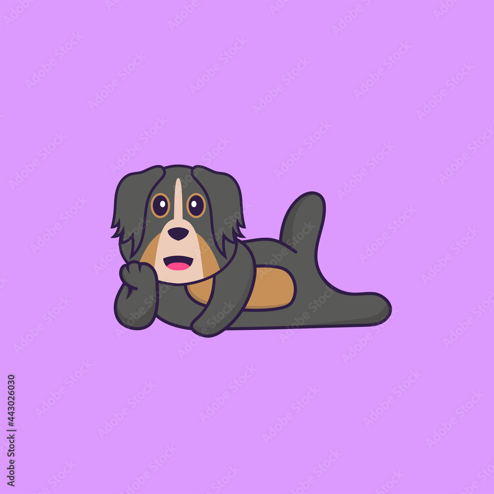 Cute dog lying down. Animal cartoon concept isolated. Can used for t ...