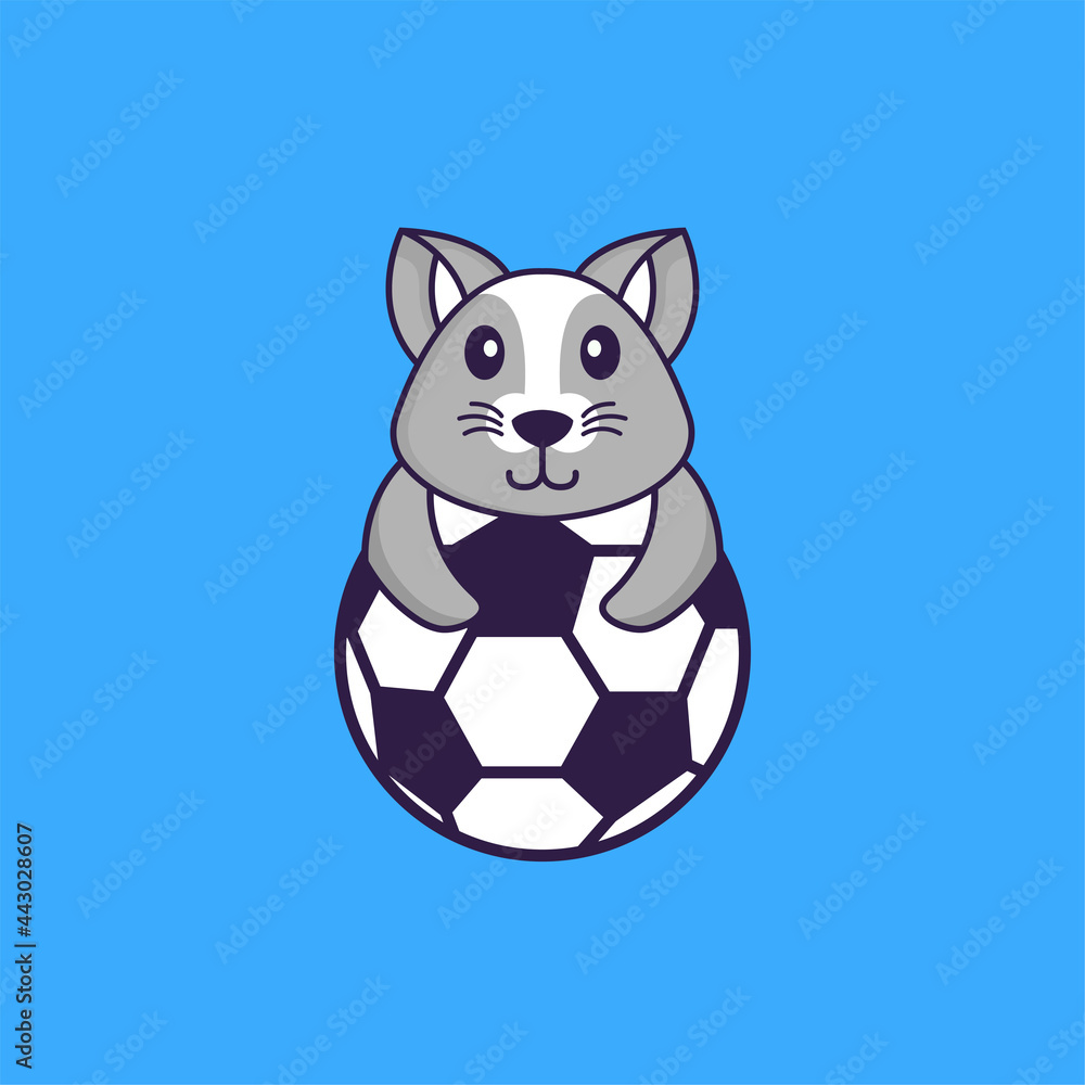 Cute rat playing soccer. Animal cartoon concept isolated. Can used for ...