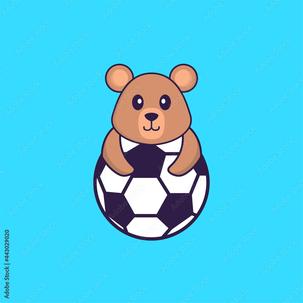 Cute rat playing soccer. Animal cartoon concept isolated. Can used for ...