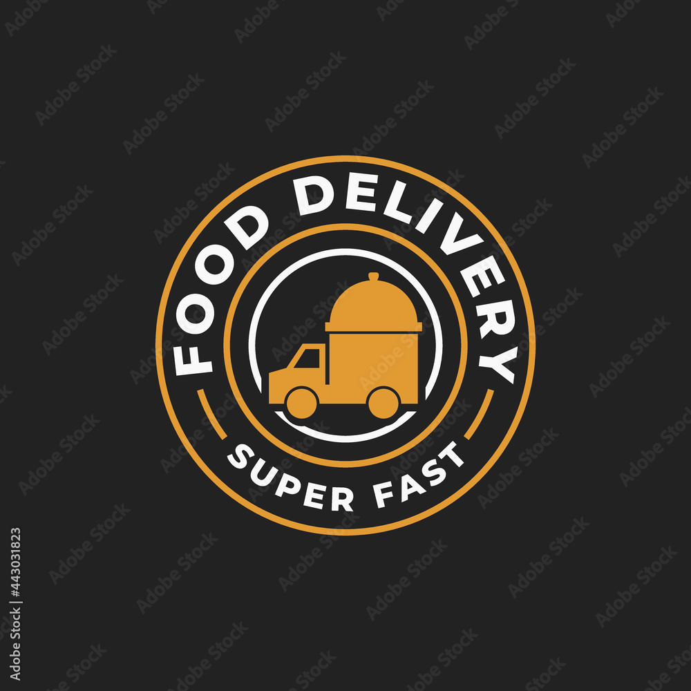 vintage retro food delivery catering logo emblem template, delivery ...