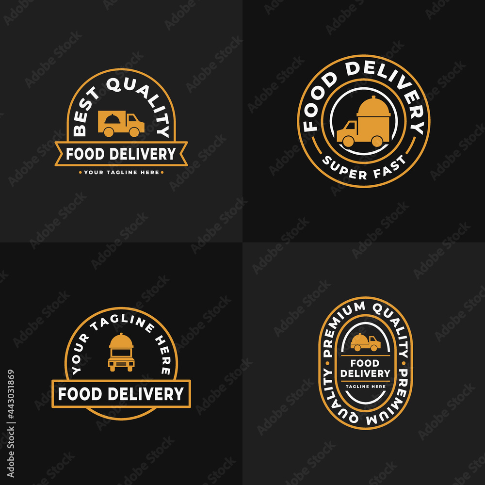 delivery logo template design collection, set of food delivery logo ...