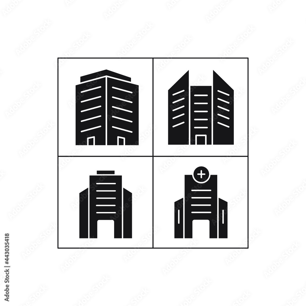 building icon. building set symbol vector elements for infographic web ...
