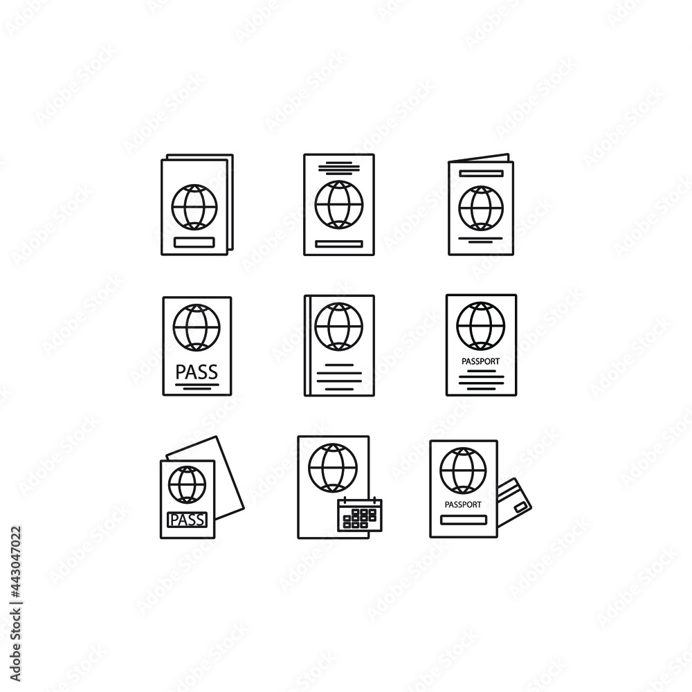 Passport icon. Passport set symbol vector elements for infographic web ...