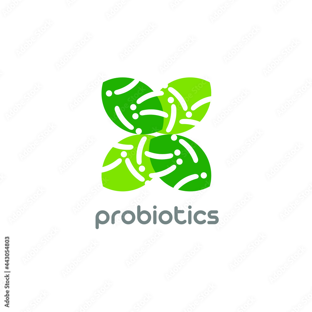 Probiotics logo. Bacteria logo. Concept of healthy nutrition ingredient ...