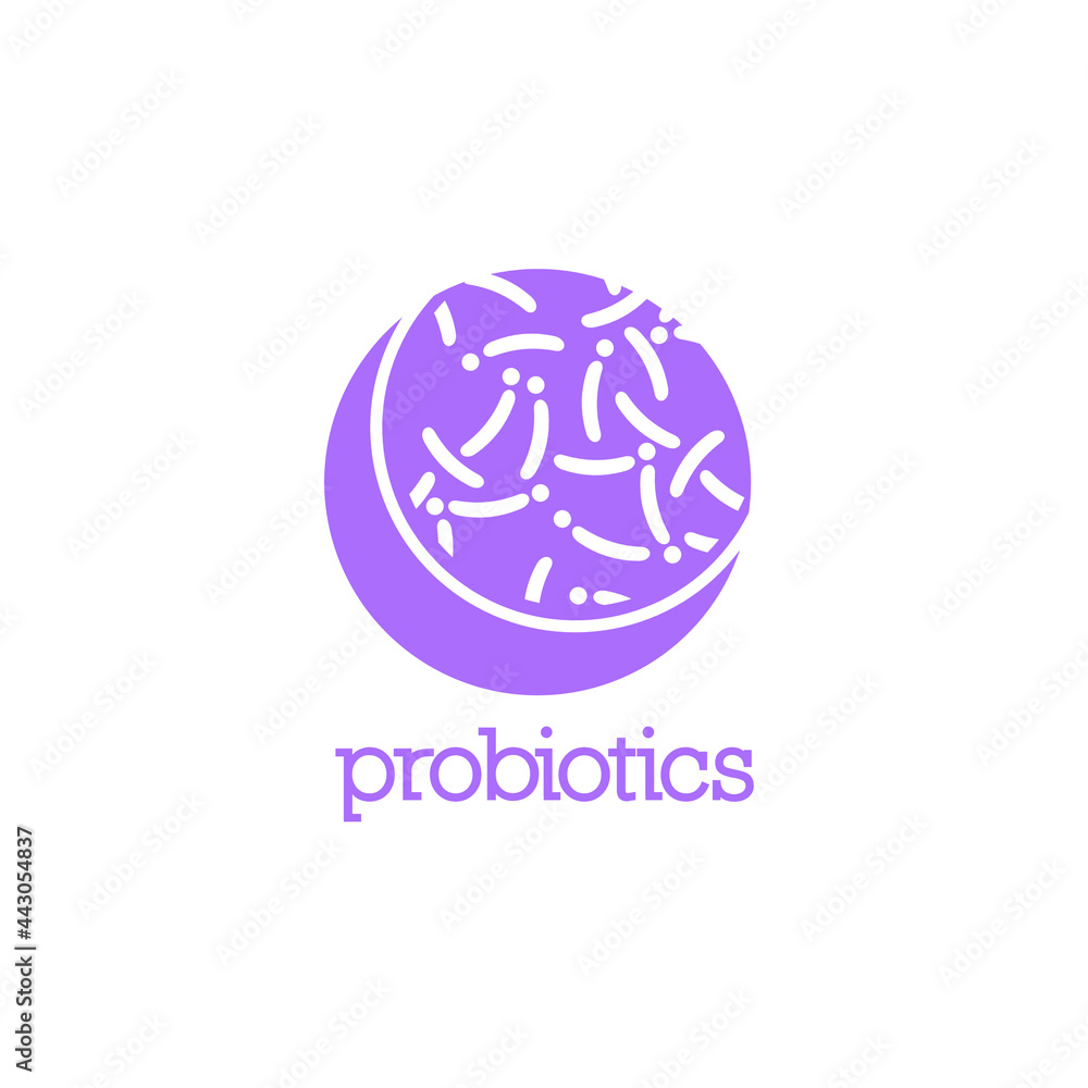 Probiotics logo. Bacteria logo. Concept of healthy nutrition ingredient ...