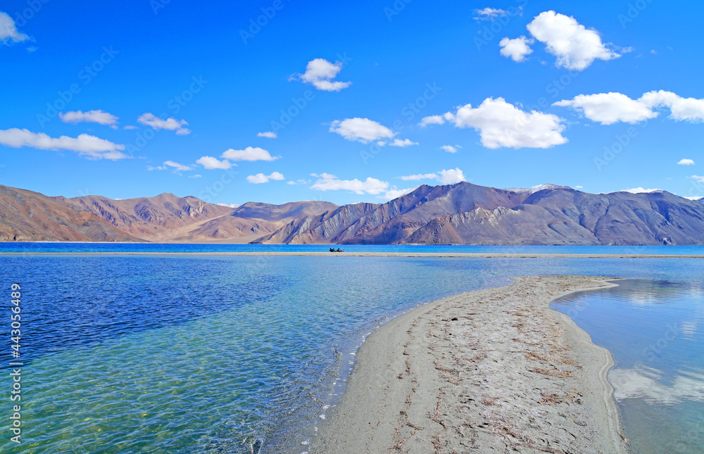 Landscape Nature Scene of Pangong tso or Pangong blue Lake with ...