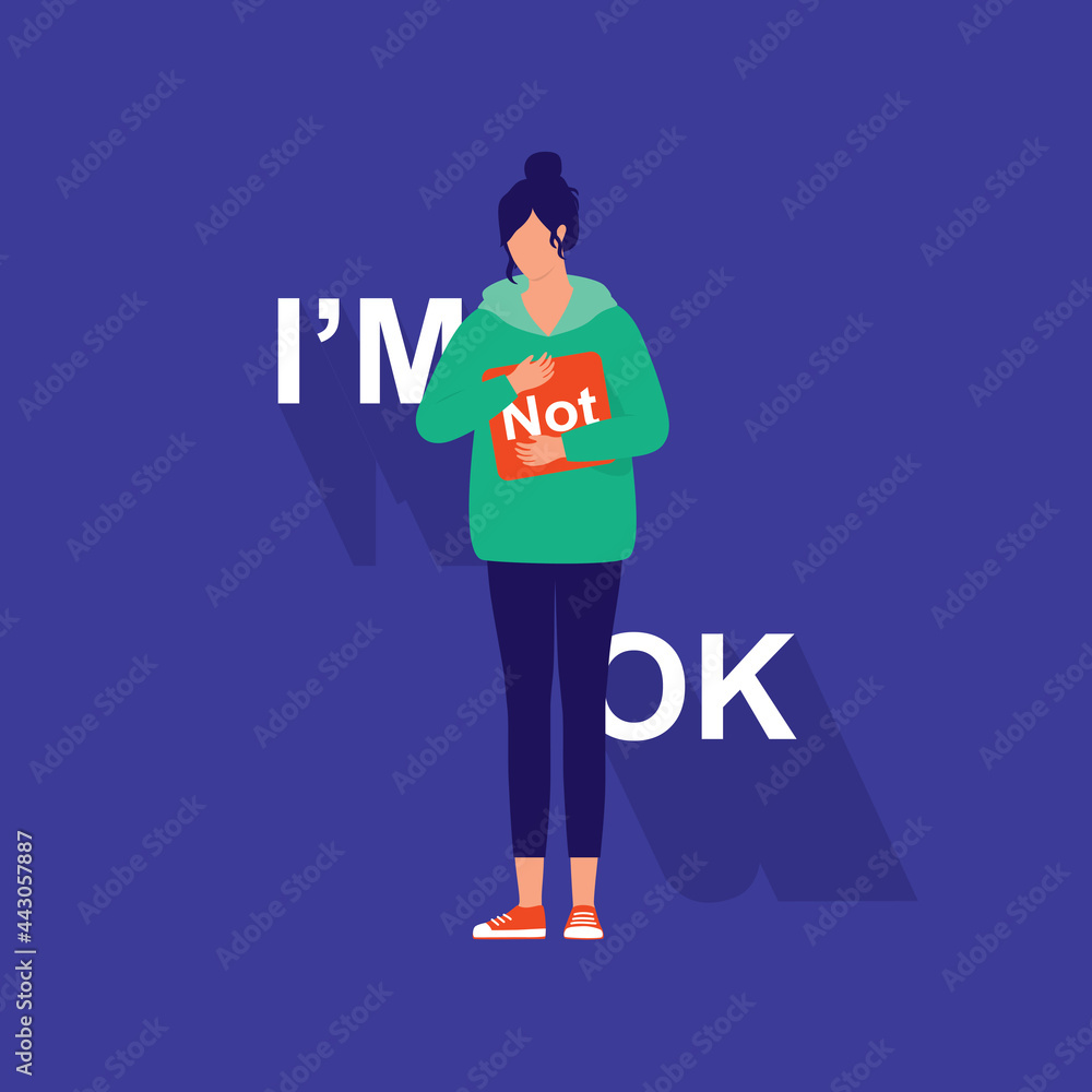 Denying Feelings Concept. Girl Acting Like She Is Ok, But She's ...