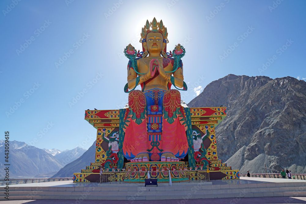 Sculpture Ancient Diskit Monastery also known as Deskit Gompa or Diskit ...