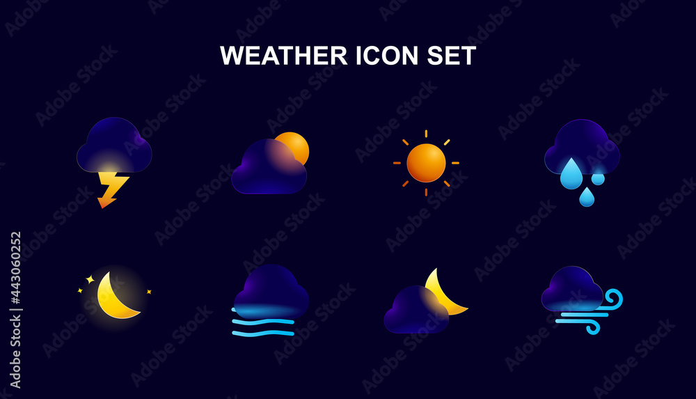 Vector icon foggy weather. Half-transparent cloud with glass effect and ...