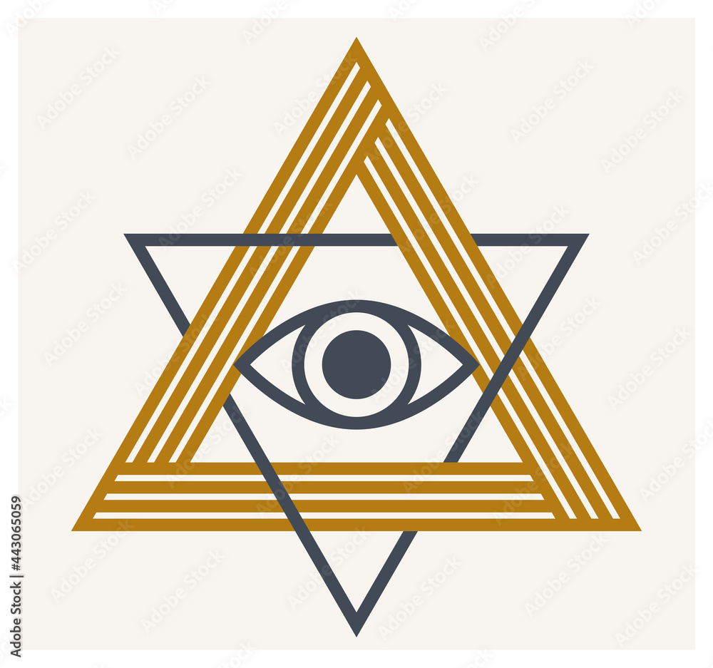 All seeing eye in triangle pyramid vector ancient symbol in modern ...