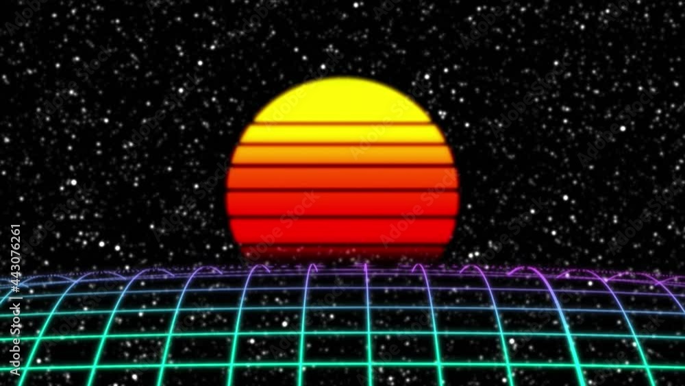 Vidéo Stock Retro futuristic sci-fi night city seamless loop. 80s VJ ...