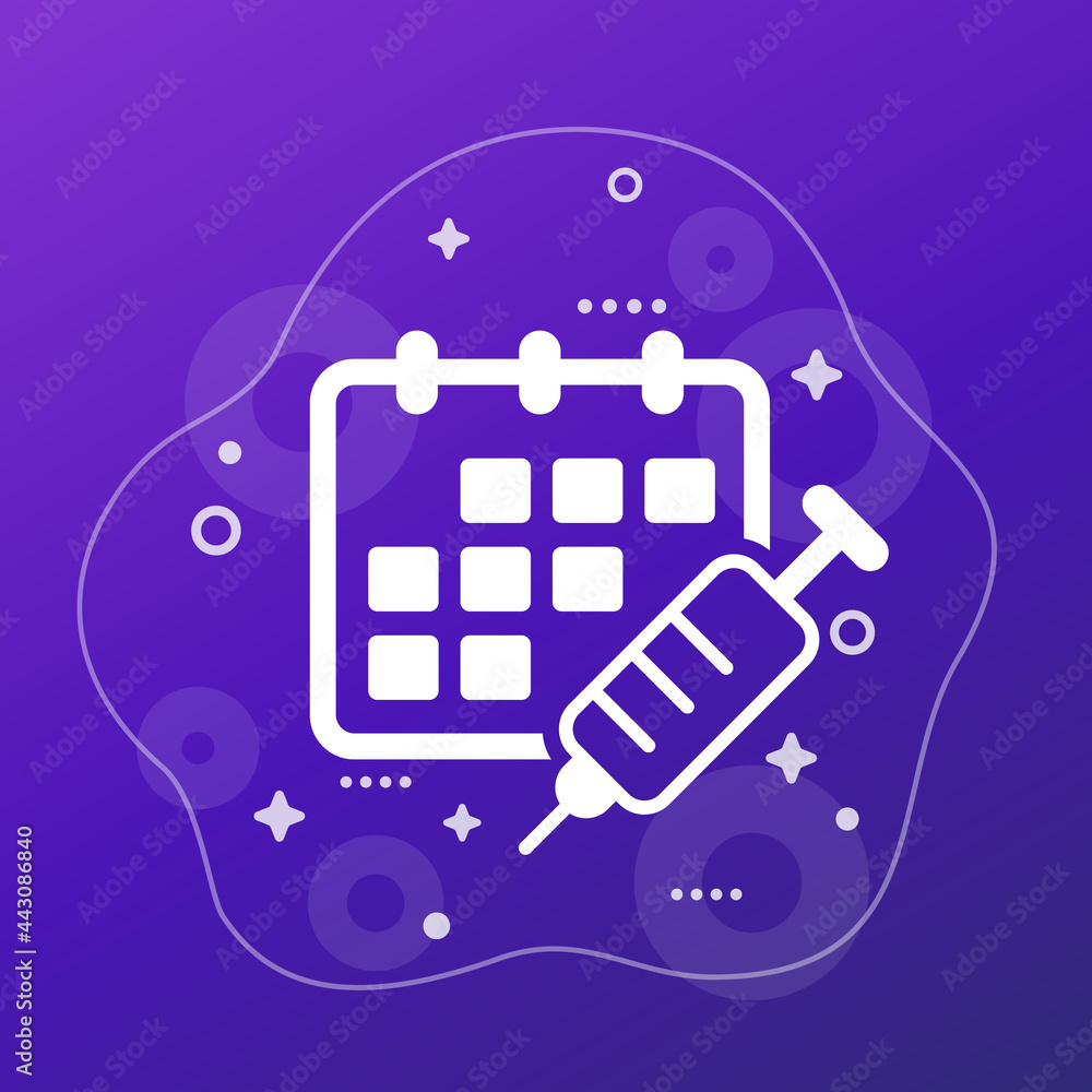 Immunization schedule or vaccine plan icon with calendar Stock Vector ...