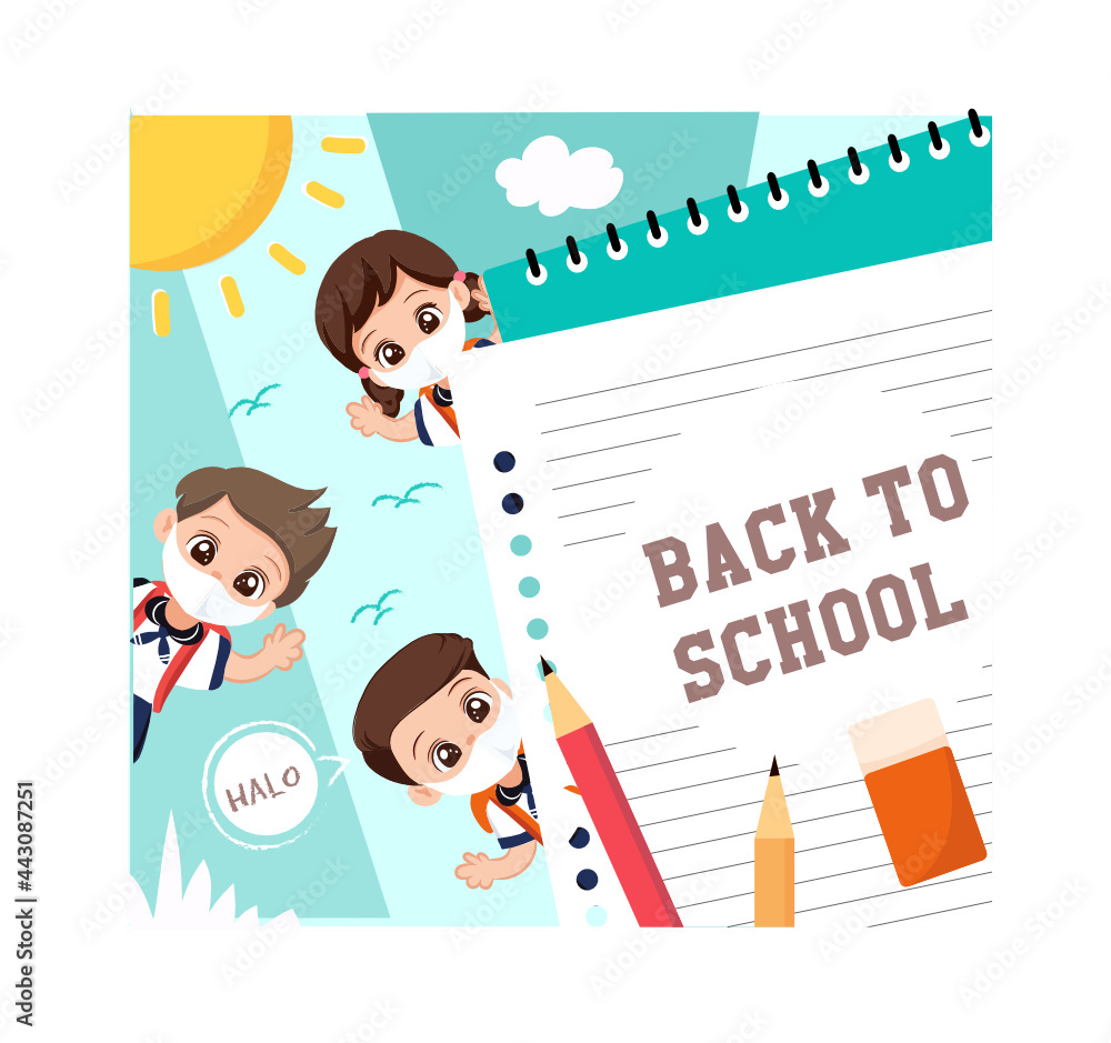 Young student wear mask protect coronavirus covid 19 go Back to school ...