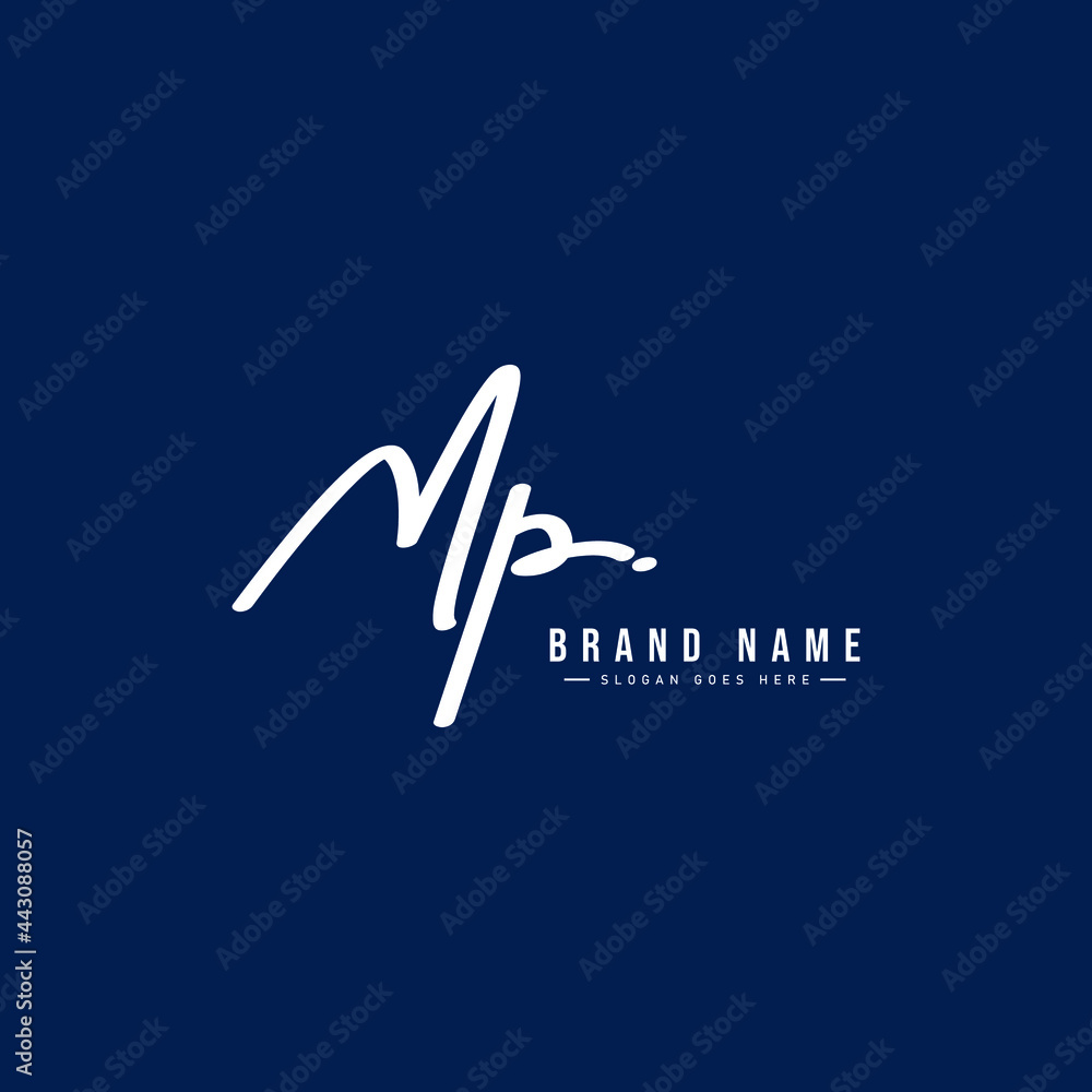 Vetor de Handwritten Signature Logo for Initial Letter MP do Stock ...