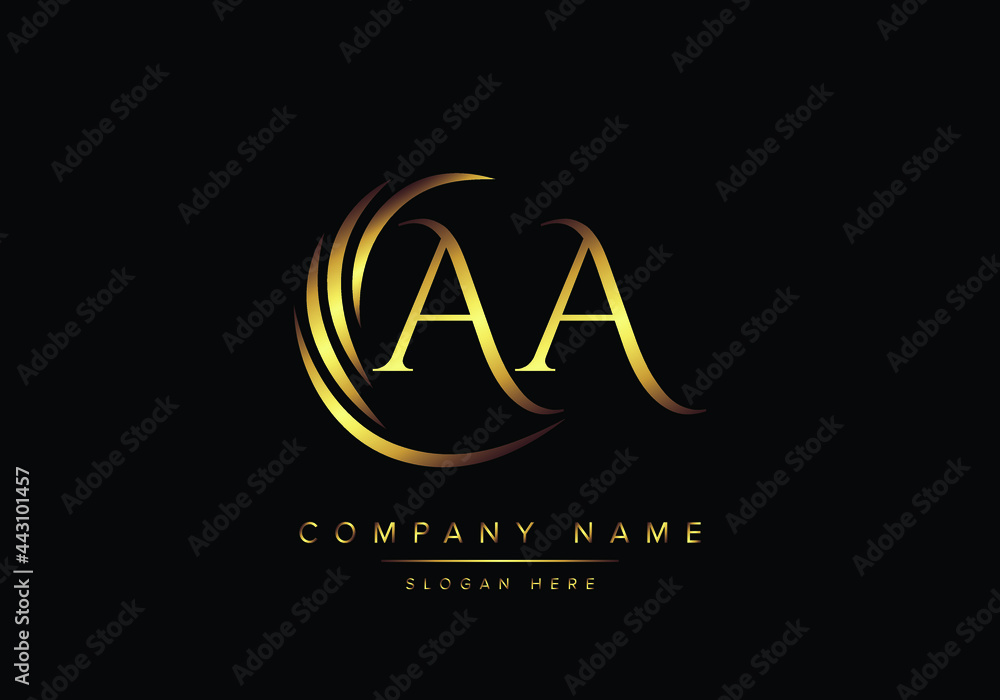 alphabet letters AA monogram logo, gold color elegant classical Stock ...