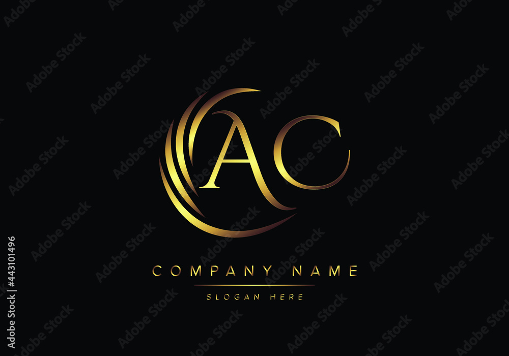 alphabet letters AC monogram logo, gold color elegant classical Stock ...