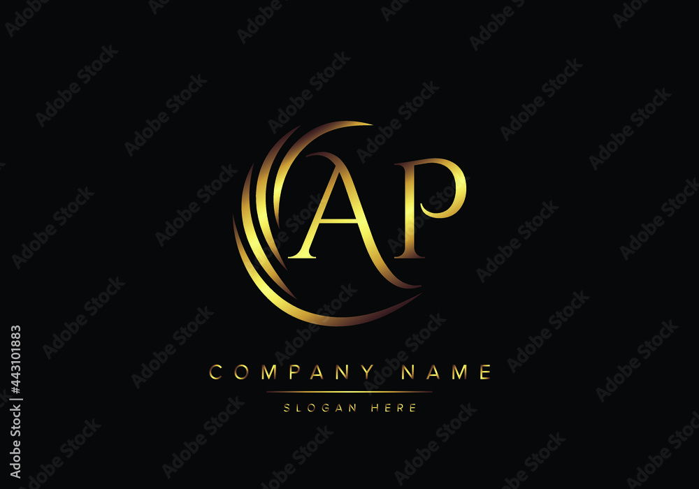 alphabet letters AP monogram logo, gold color elegant classical Stock ...