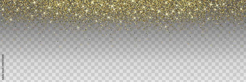 Sparkling glitter isolated on transparent background. Golden vector ...