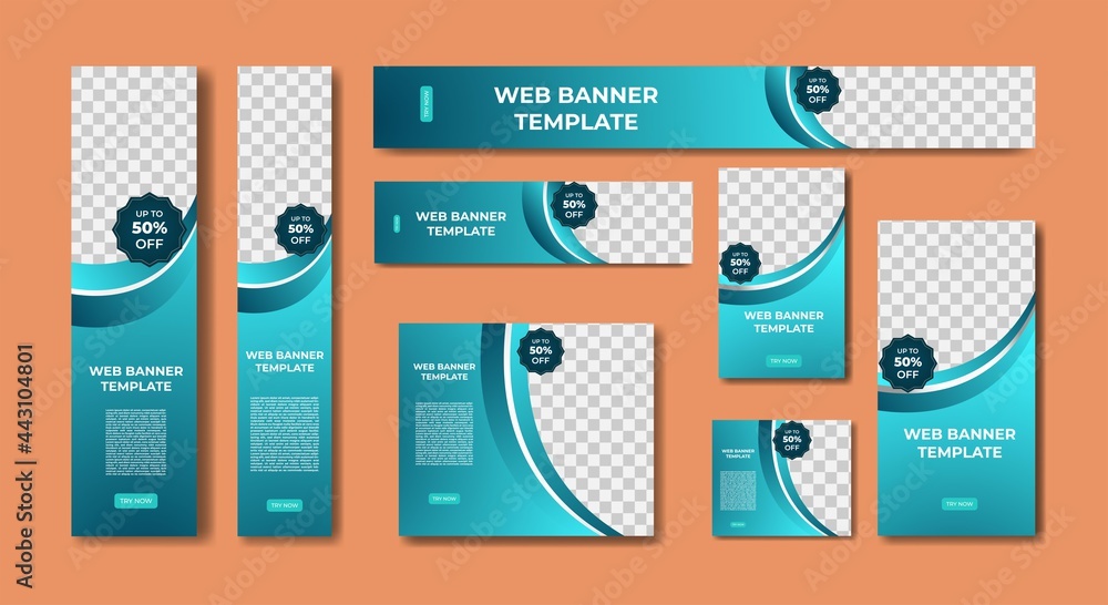 Set of modern web banners template design in standard sizes. ad banner ...