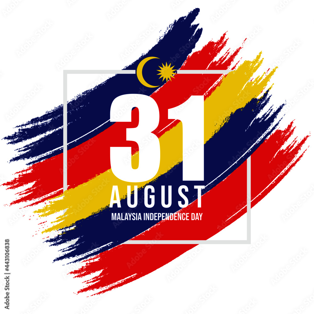 31 August - Malaysia Independence Day vector with brush stroke in ...