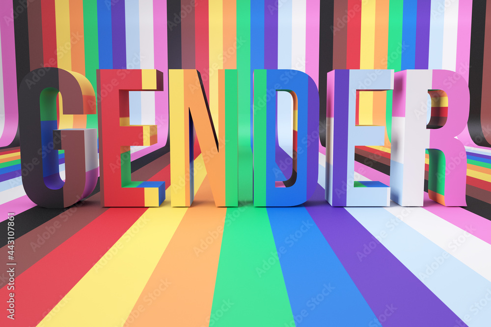 Spectacular colorful 3D rendering with the colors of the LGBTQ gay ...