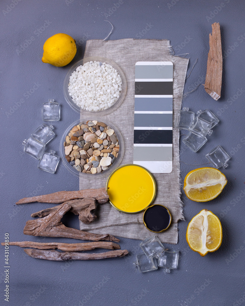 color palette mood board for interior design and decor Stock Photo ...