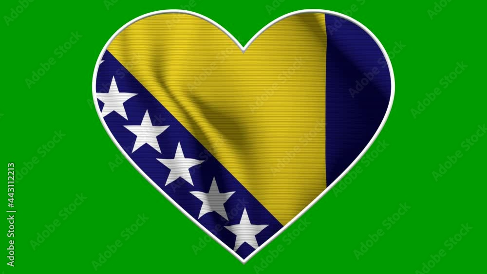 Bosnia and Herzegovina Heart Love Flag Loop - Realistic 4K flag waving ...