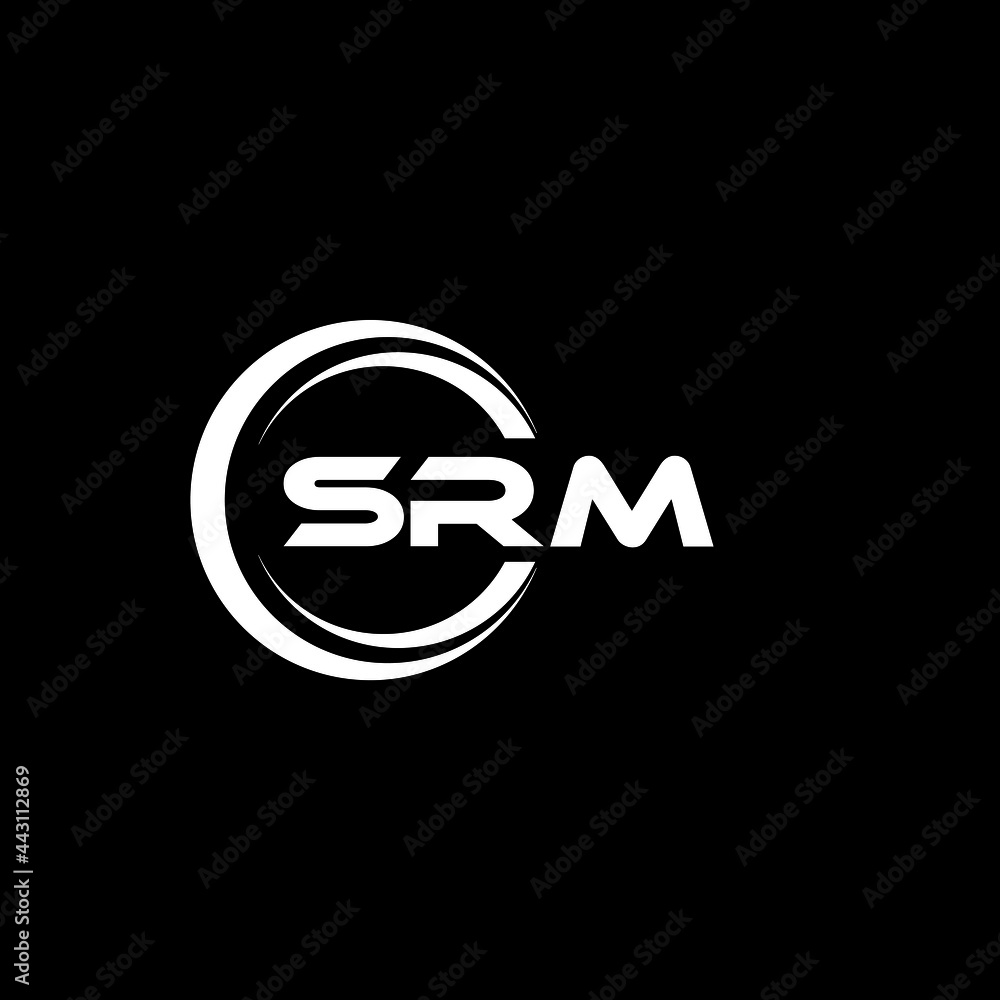 Vetor do Stock: SRM letter logo design with black background in ...