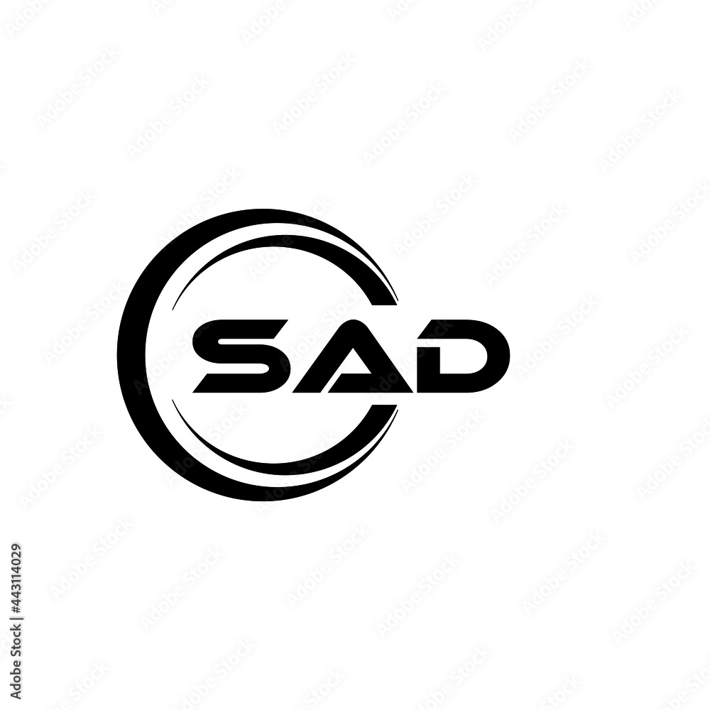 SAD letter logo design with white background in illustrator, vector ...