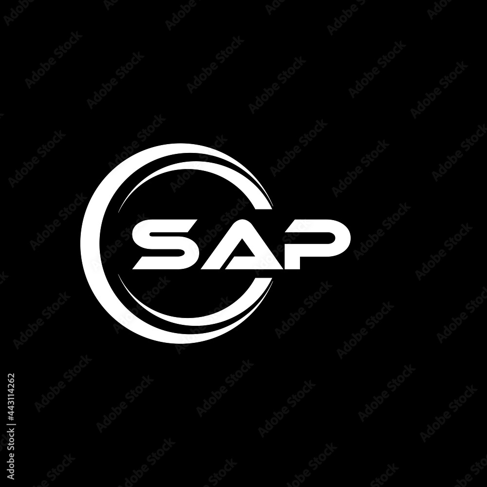 Vecteur Stock SAP letter logo design with black background in ...