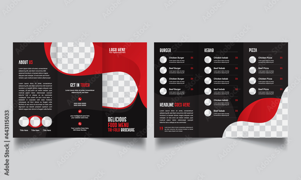 restaurant Food menu Brochure design templates modern with colorful A4 ...