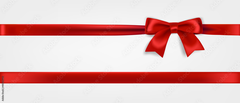 Red ribbon and bow realistic illustration Stock Vector | Adobe Stock