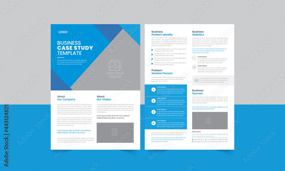 Editable Modern business case study template design with 2 page flyer ...