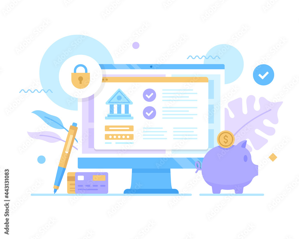 Online banking, internet banking. Vector illustration. Virtual bank ...