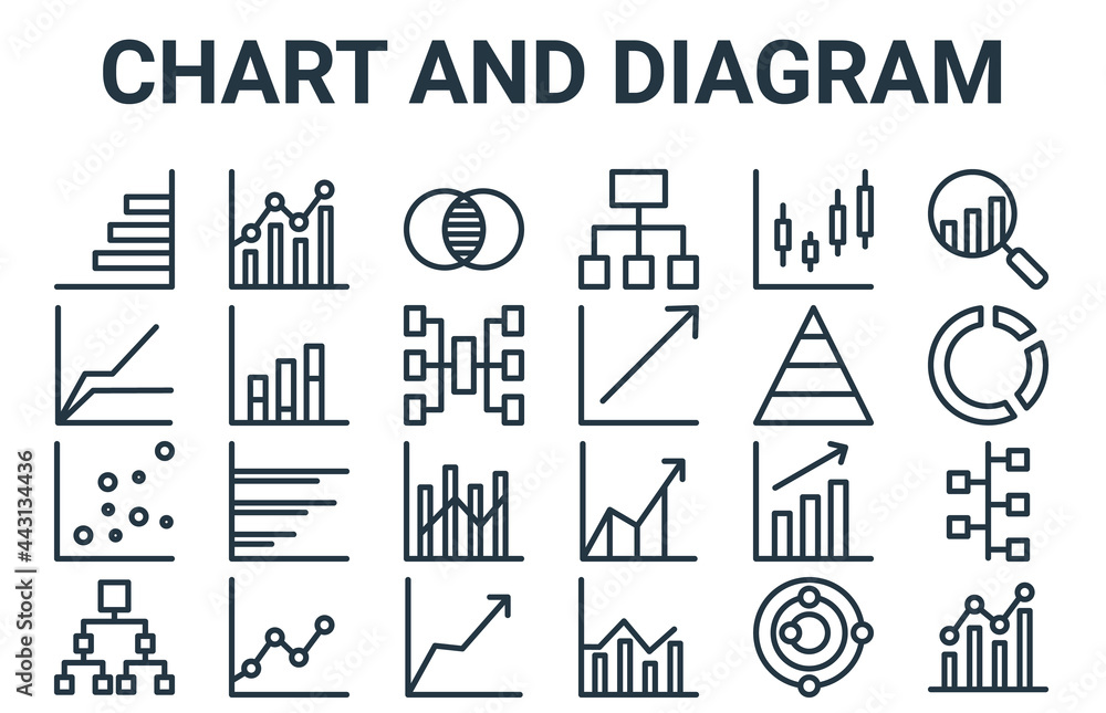linear pack of chart and diagram line icons. linear vector icons set ...