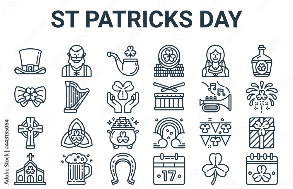 linear pack of st patricks day line icons. simple web vector icons set ...