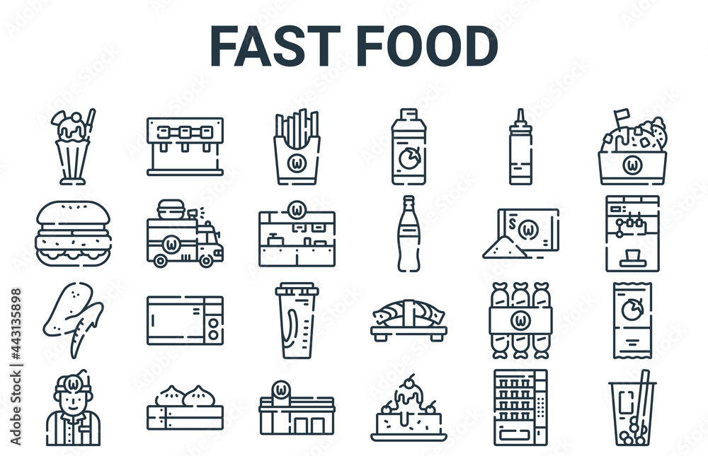 linear pack of fast food line icons. simple web vector icons set such ...
